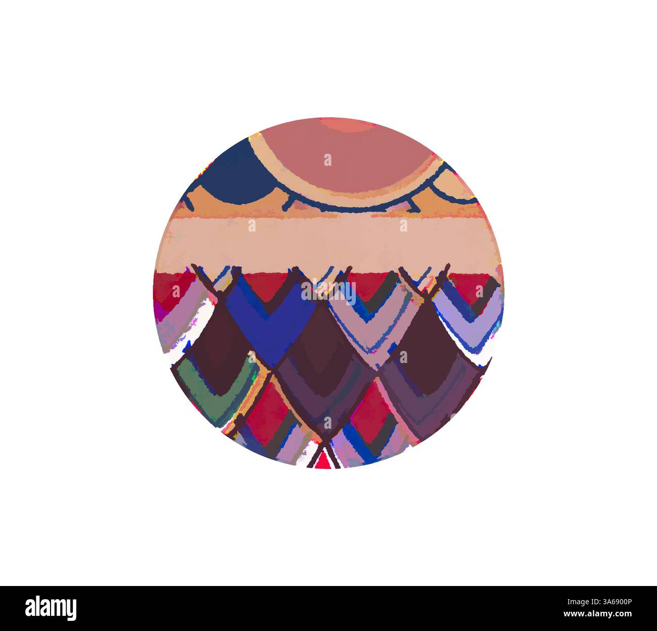 An intricate pattern featuring curved shapes and vibrant colors ...