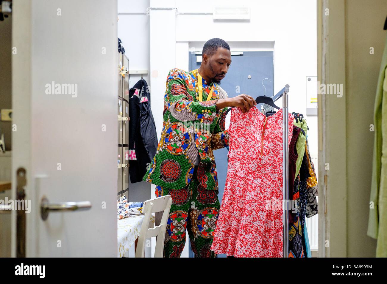 Illustration picture shows a clothing donation shop Les Petits Rien ...