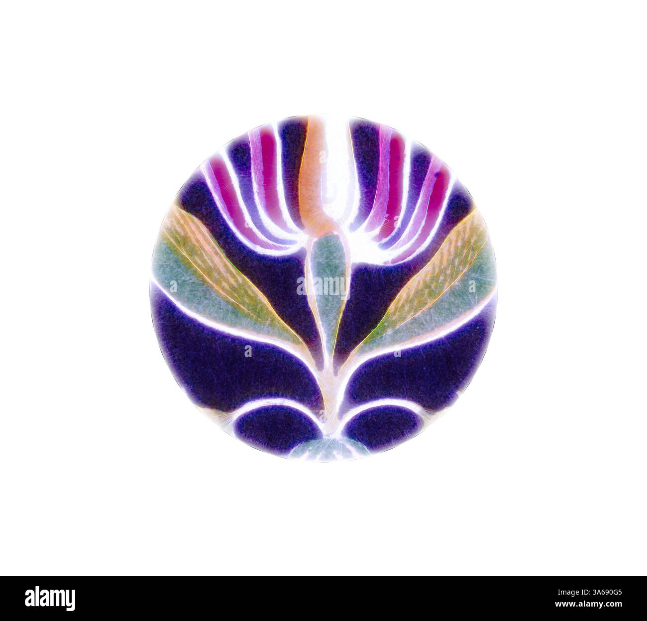 An intricate floral design featuring stylized flowers and leaves ...