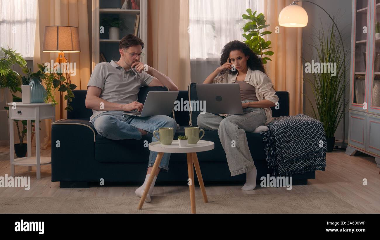 Multiracial couple gadgets addict family computers technology addicted ...