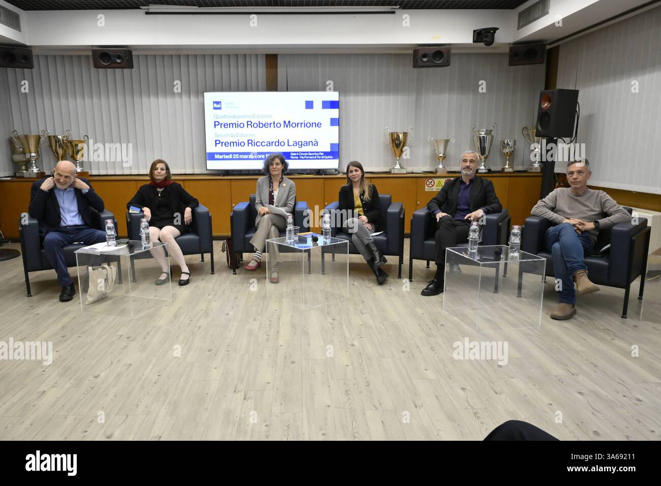 Rome: Circolo Rai. Photocall presentation of the Roberto Morrione Award ...