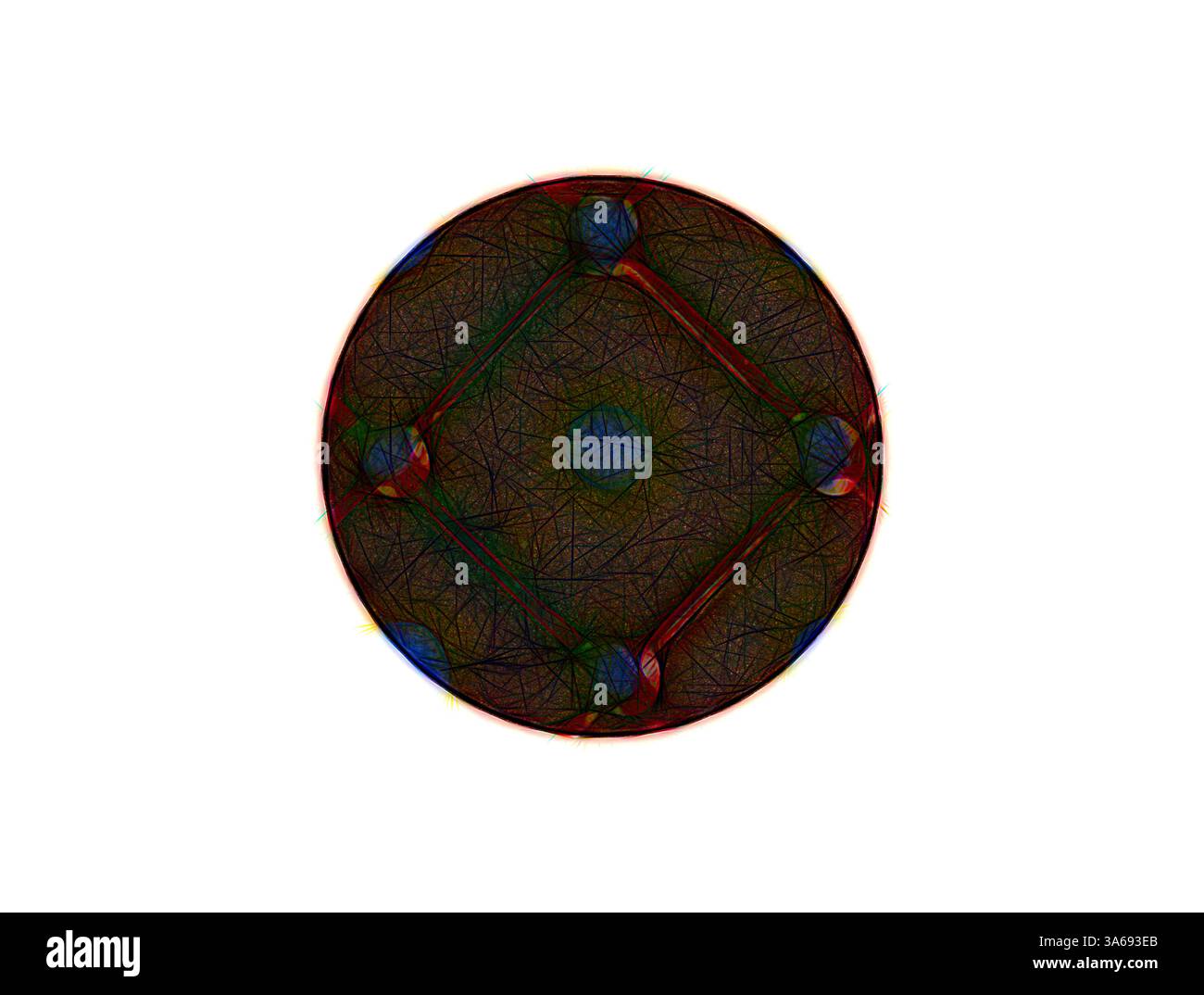 A symmetrical, circular design featuring an intricate network of ...