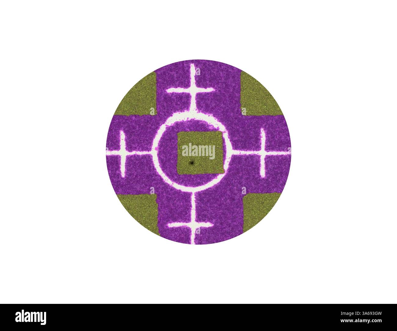 An abstract design featuring a circular shape divided into quadrants ...