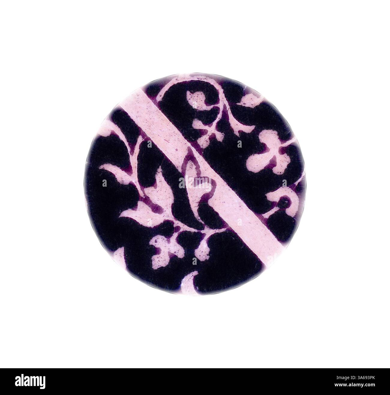 A circular object featuring an intricate design of vines and floral ...