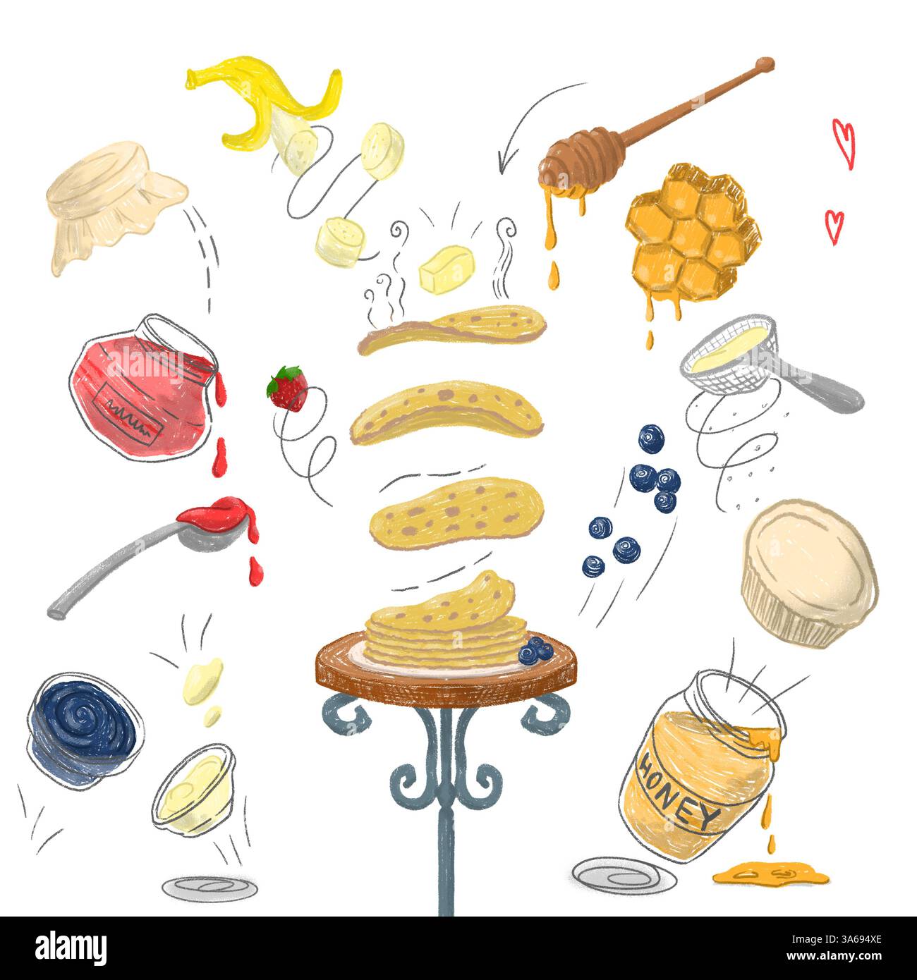 Hand drawn pancakes Cut Out Stock Images & Pictures - Alamy