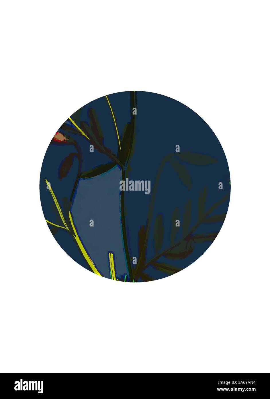 A delicate arrangement of slender plant stems and leaves, nestled ...