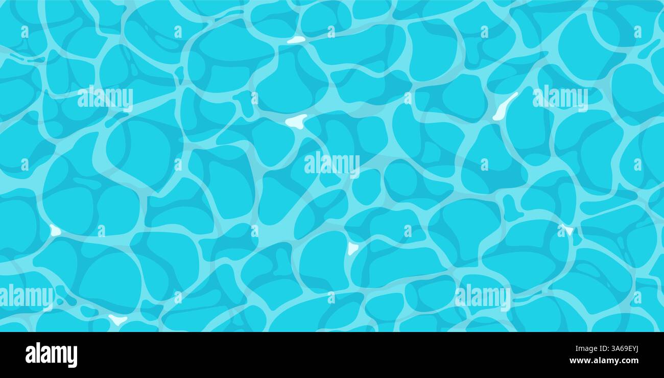 Crystal clear water ripple surface with sunlight reflections in cartoon ...