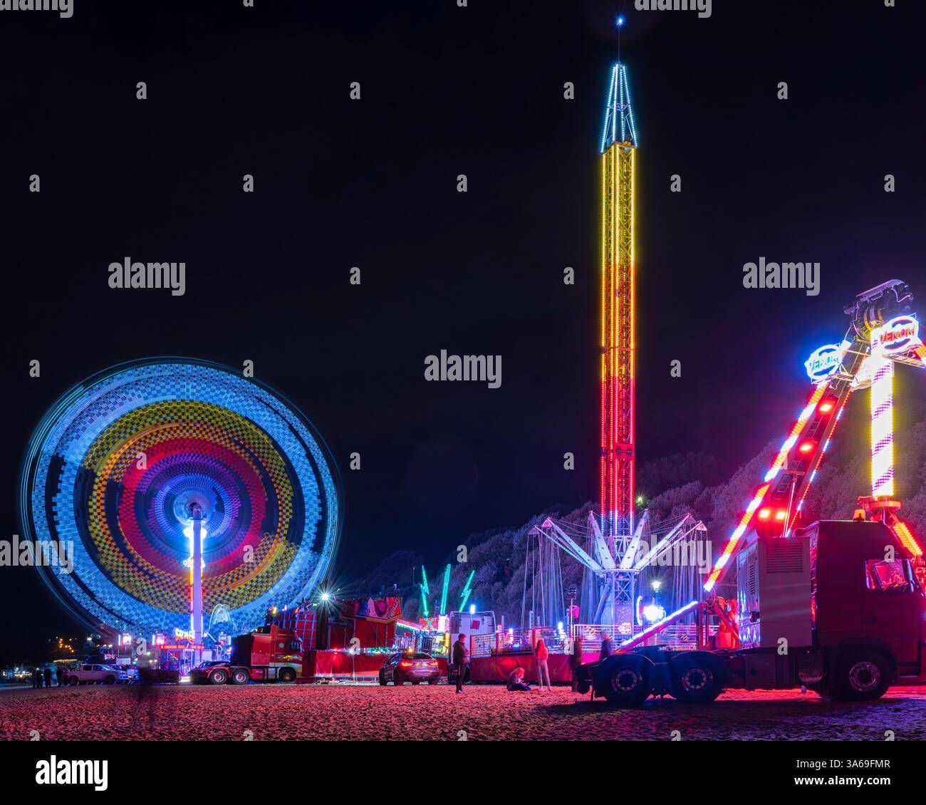 The fairground close to Bournemouth Pier at night during the 15th ...