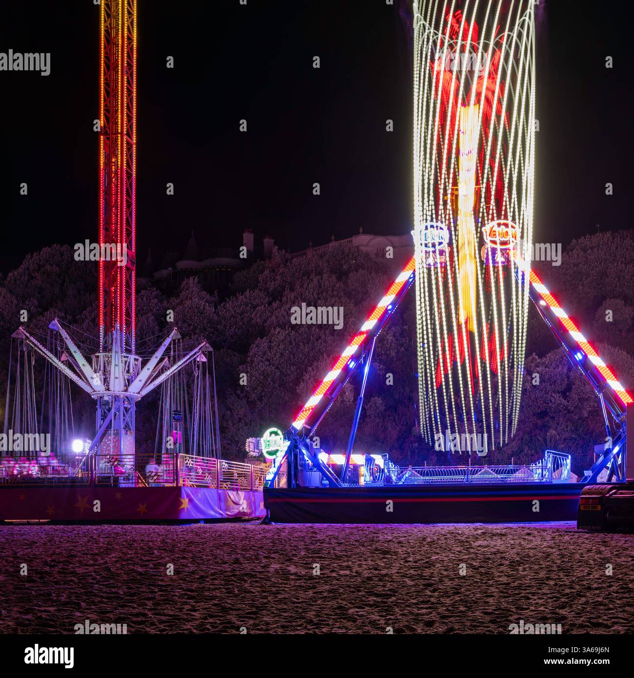 The fairground close to Bournemouth Pier at night during the 15th ...