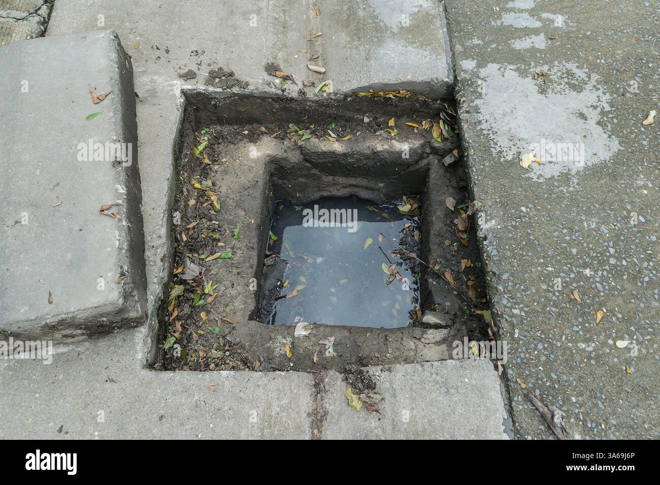 Working for drain cleaning. Problem with the drainage system Stock ...