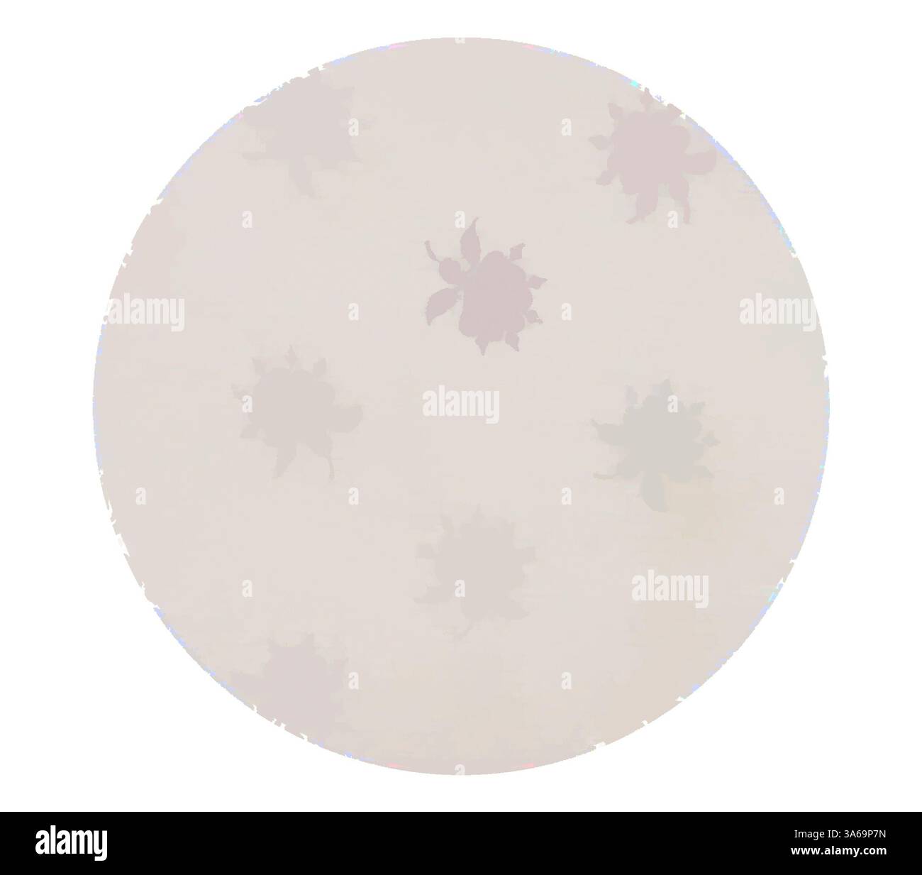 A circular surface featuring a subtle floral pattern, with delicate ...
