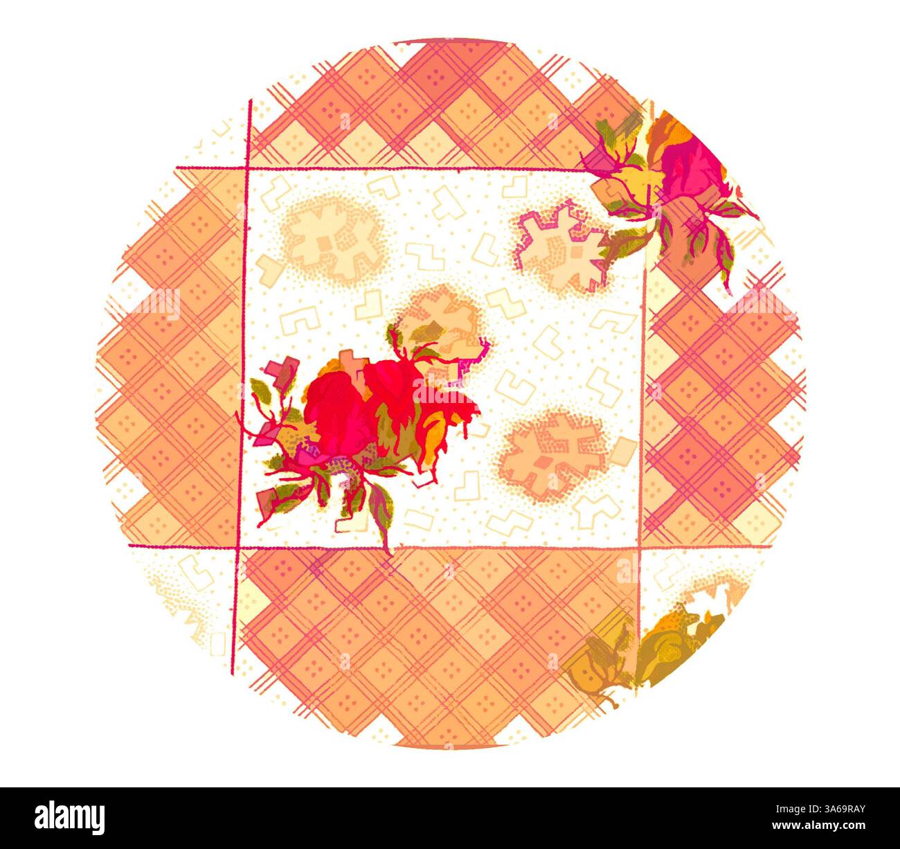 A vibrant design featuring intertwining floral patterns and geometric ...