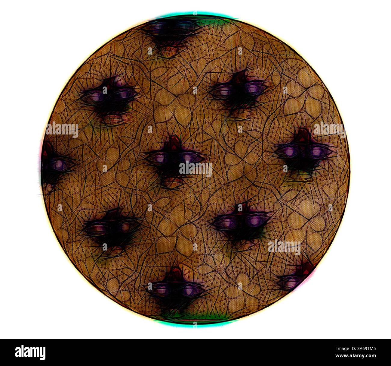 An abstract design featuring a circular pattern with elongated shapes ...