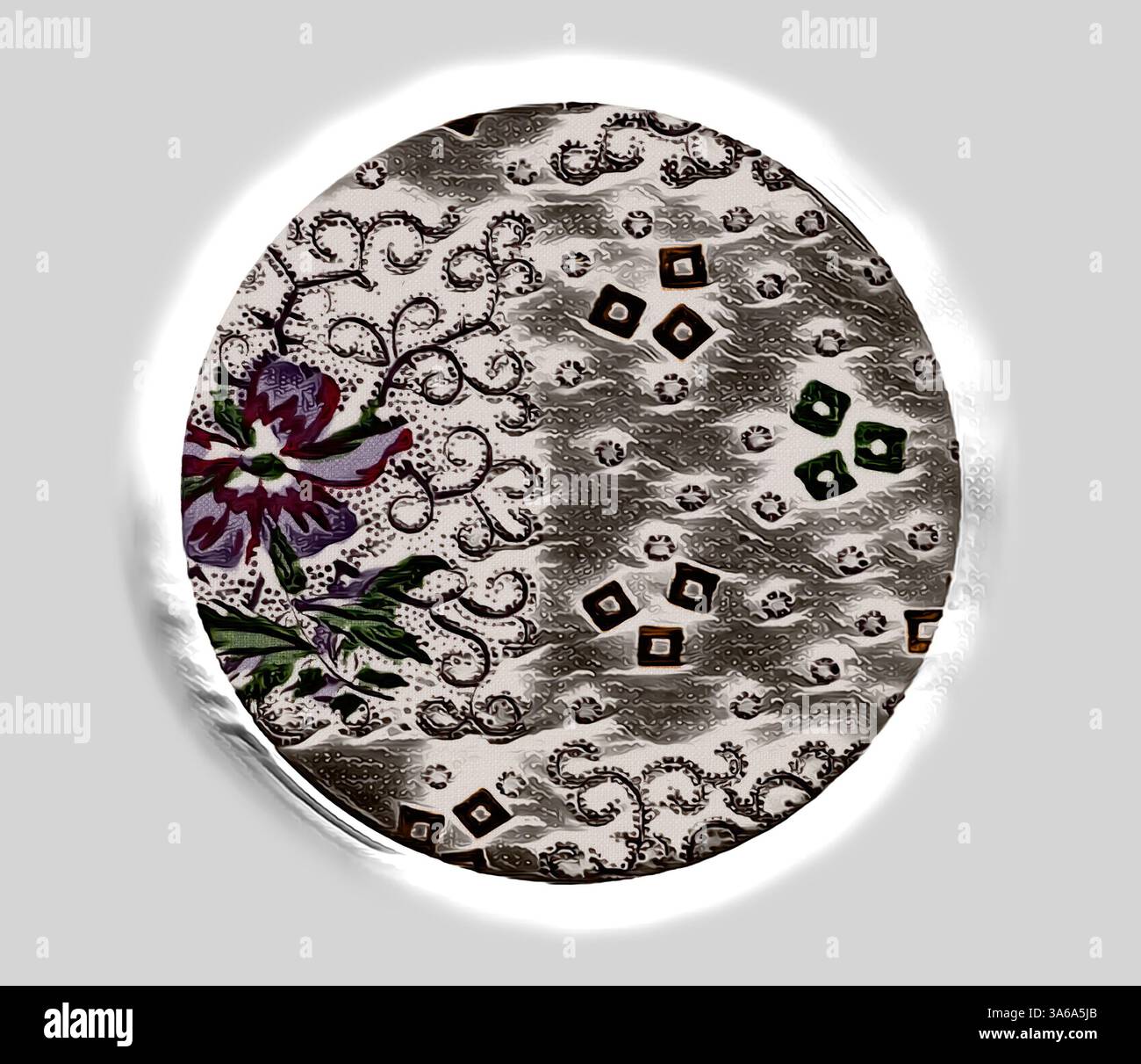 Delicate floral motifs alongside geometric shapes hi-res stock ...