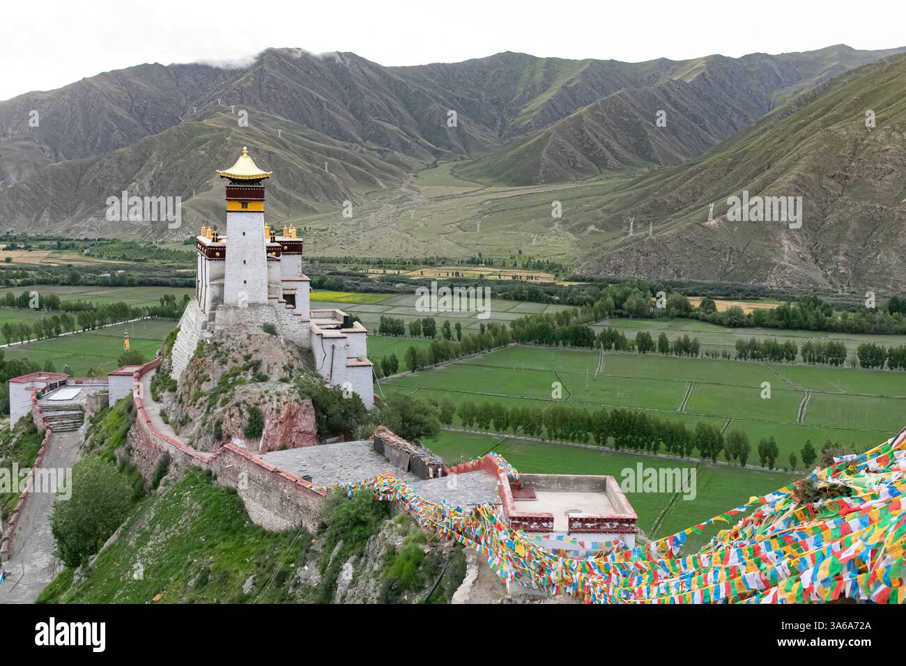 The Yumbulagang Palace over the Tsetang valley in Tibet, China Stock ...