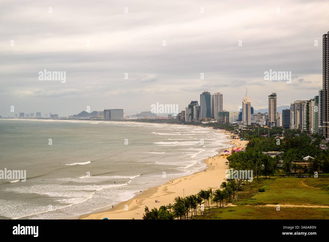 Panorama of Da Nang Beach during the day, Da Nang, Vietnam Stock Photo ...