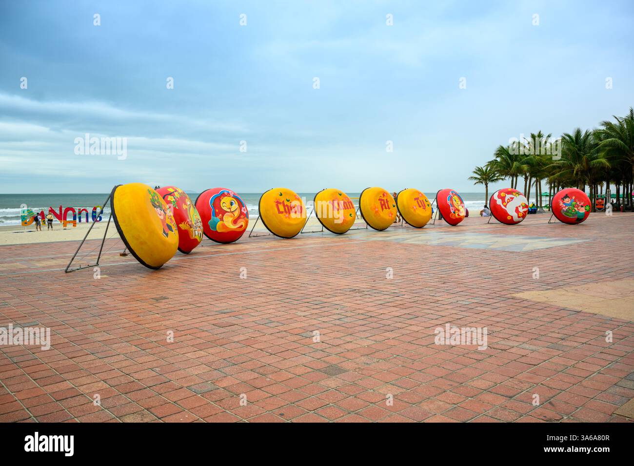 The Dan Nang Beach Sign at Tet, Da Nang, Vietnam Stock Photo - Alamy