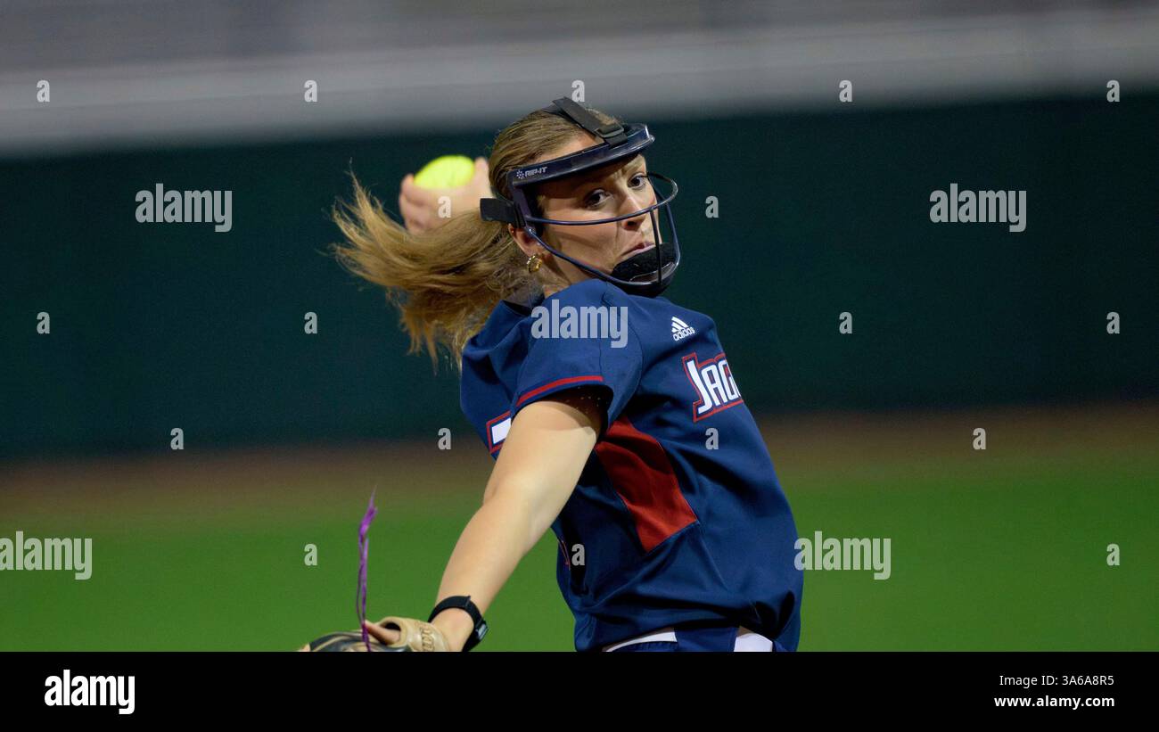 South Alabama pitcher Madison Lagle (22) throws against LSU during an ...