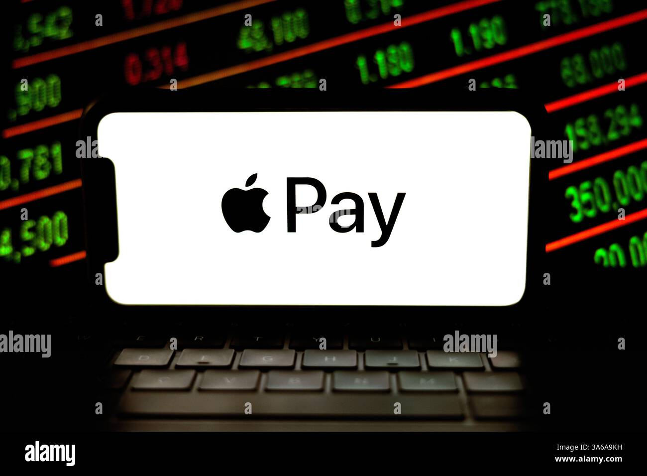 In this photo illustration a Apple Pay technology company logo seen ...