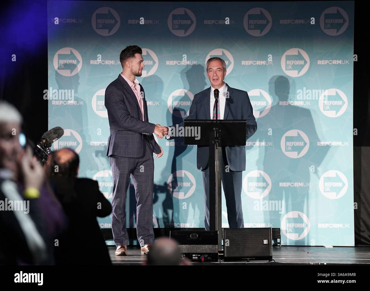 Reform UK leader Nigel Farage (right) and Doncaster mayoral candidate ...