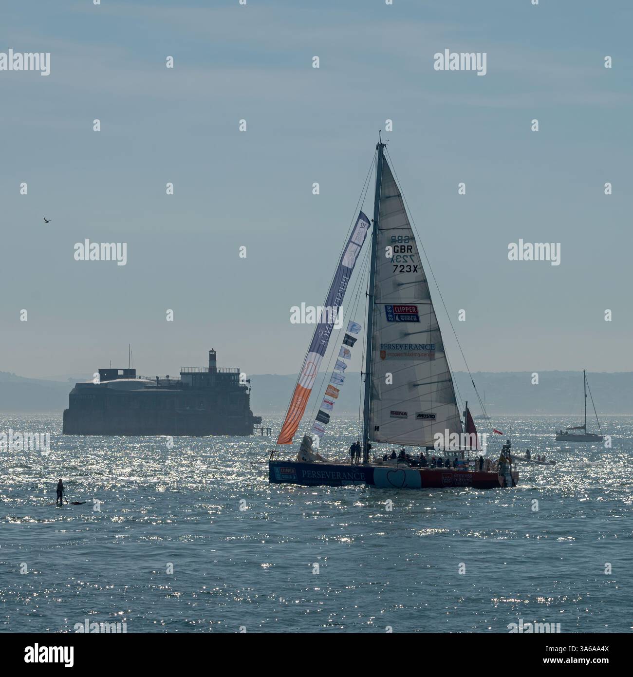 The racing yachts waiting for the start of the 1st leg of the Clipper ...