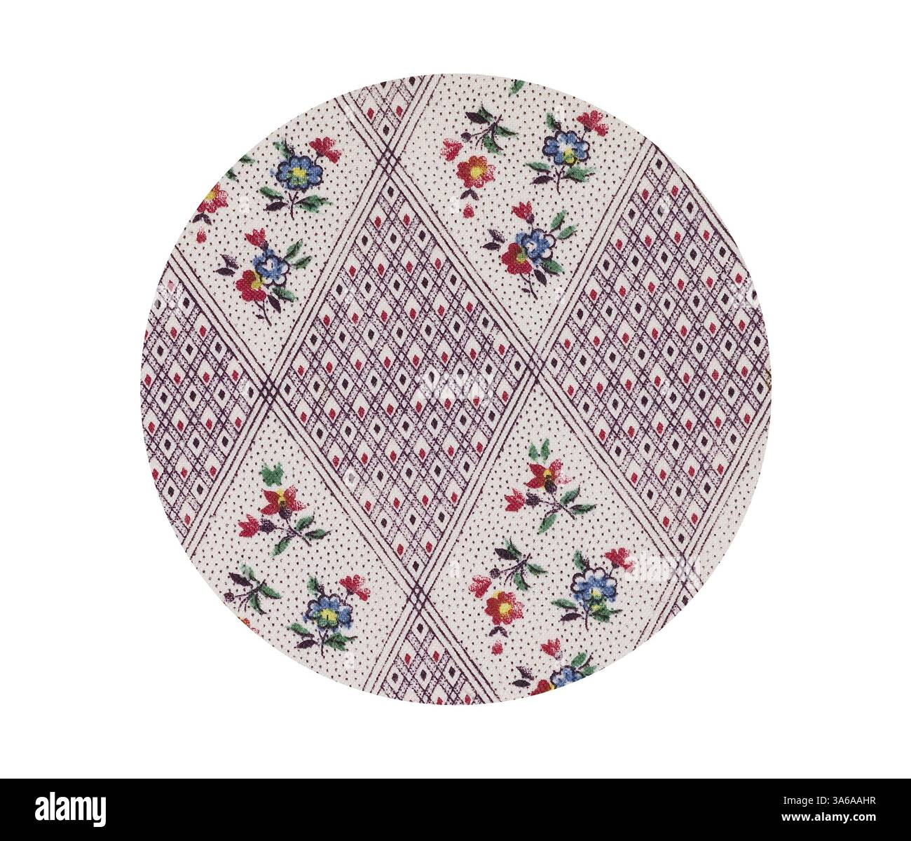 A circular design featuring a repetitive pattern of floral motifs and ...