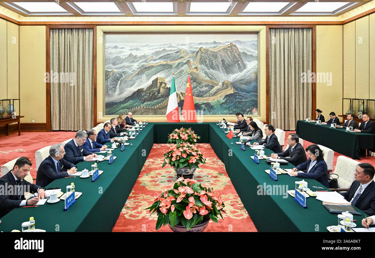 Beijing, China. 25th Mar, 2025. Chinese Vice President Han Zheng meets ...