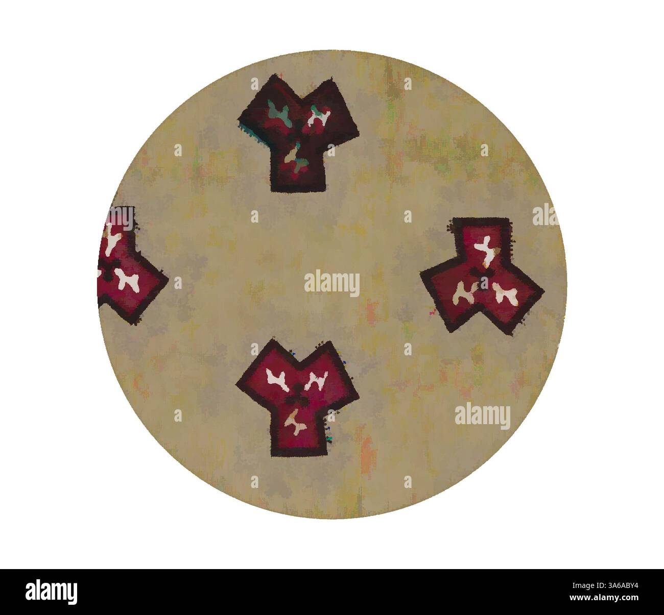 A circular design featuring three stylized shapes resembling Y's, each ...