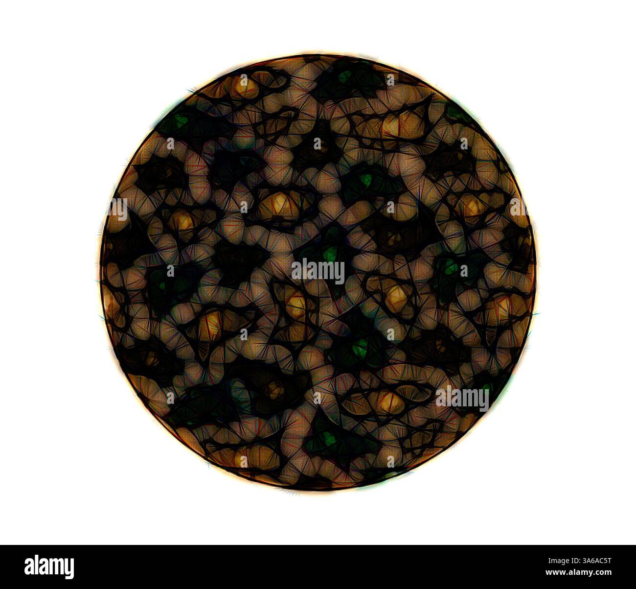 An intricate oval pattern adorned with intertwining shapes and textures ...