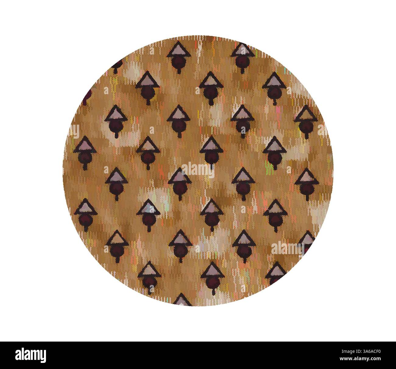 An intricate pattern featuring a series of inverted triangles and oval ...