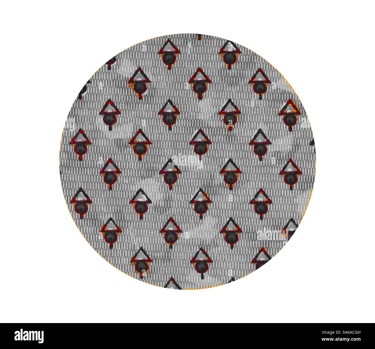 A circular pattern featuring repeated geometric shapes and stylized ...