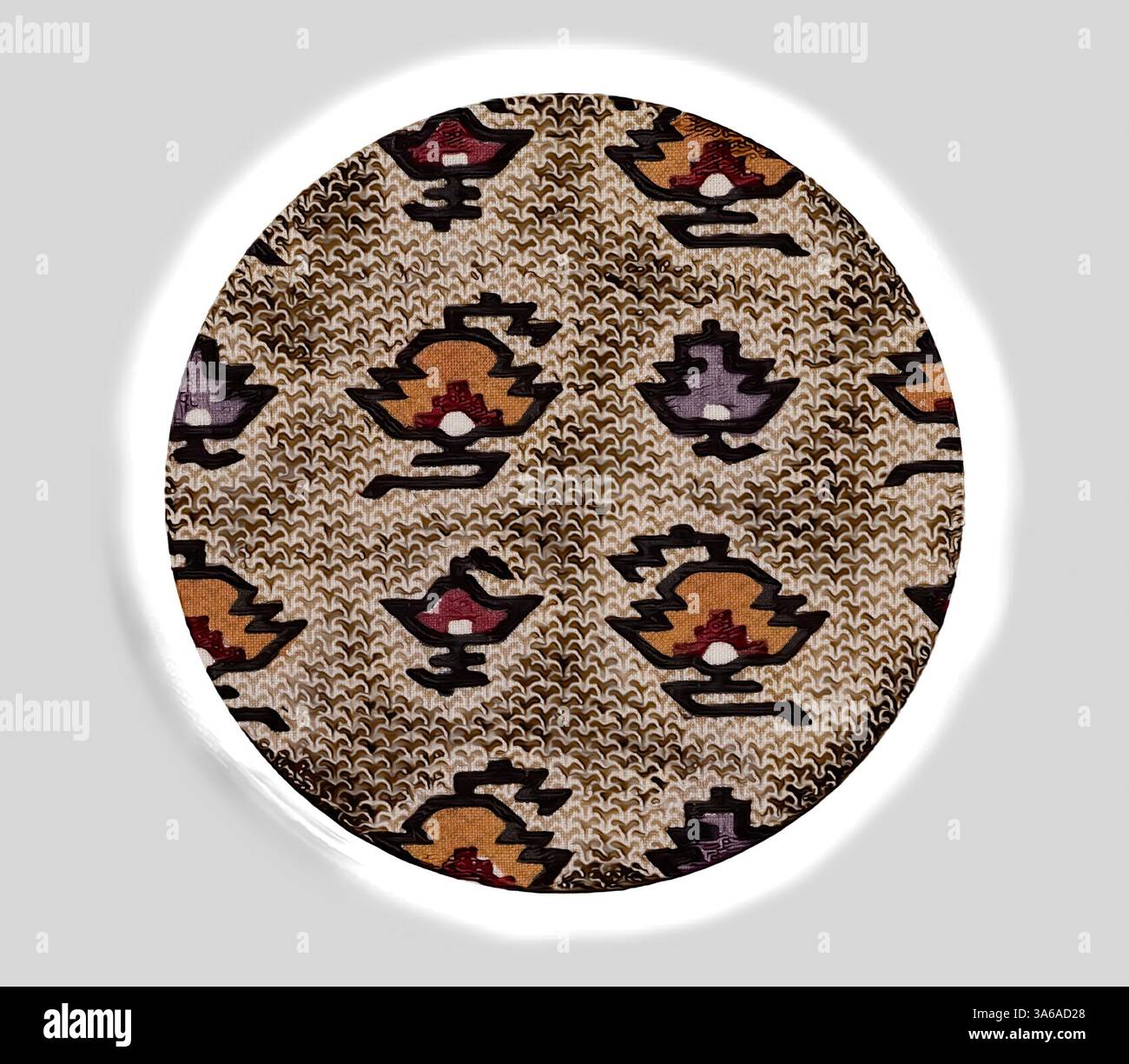 Repeating pattern of stylized motifs in warm tones hi-res stock ...