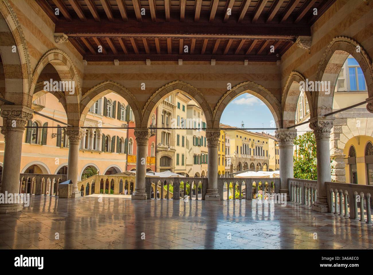 The portico of the 15th century Loggia del Lionello in Piazza della ...