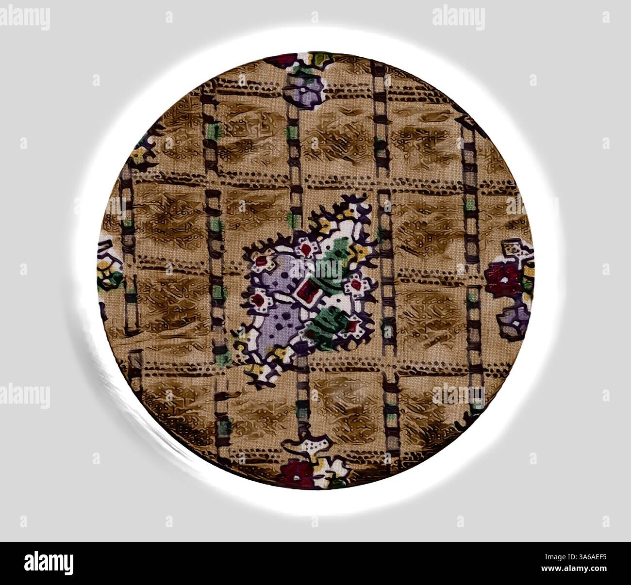 An intricate fabric pattern featuring floral motifs and decorative ...