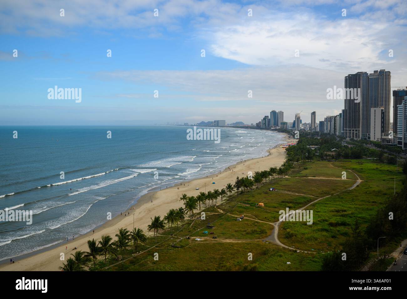 A panorama of Da Nang beach on a sunny day, Da Nang, Vietnam Stock ...