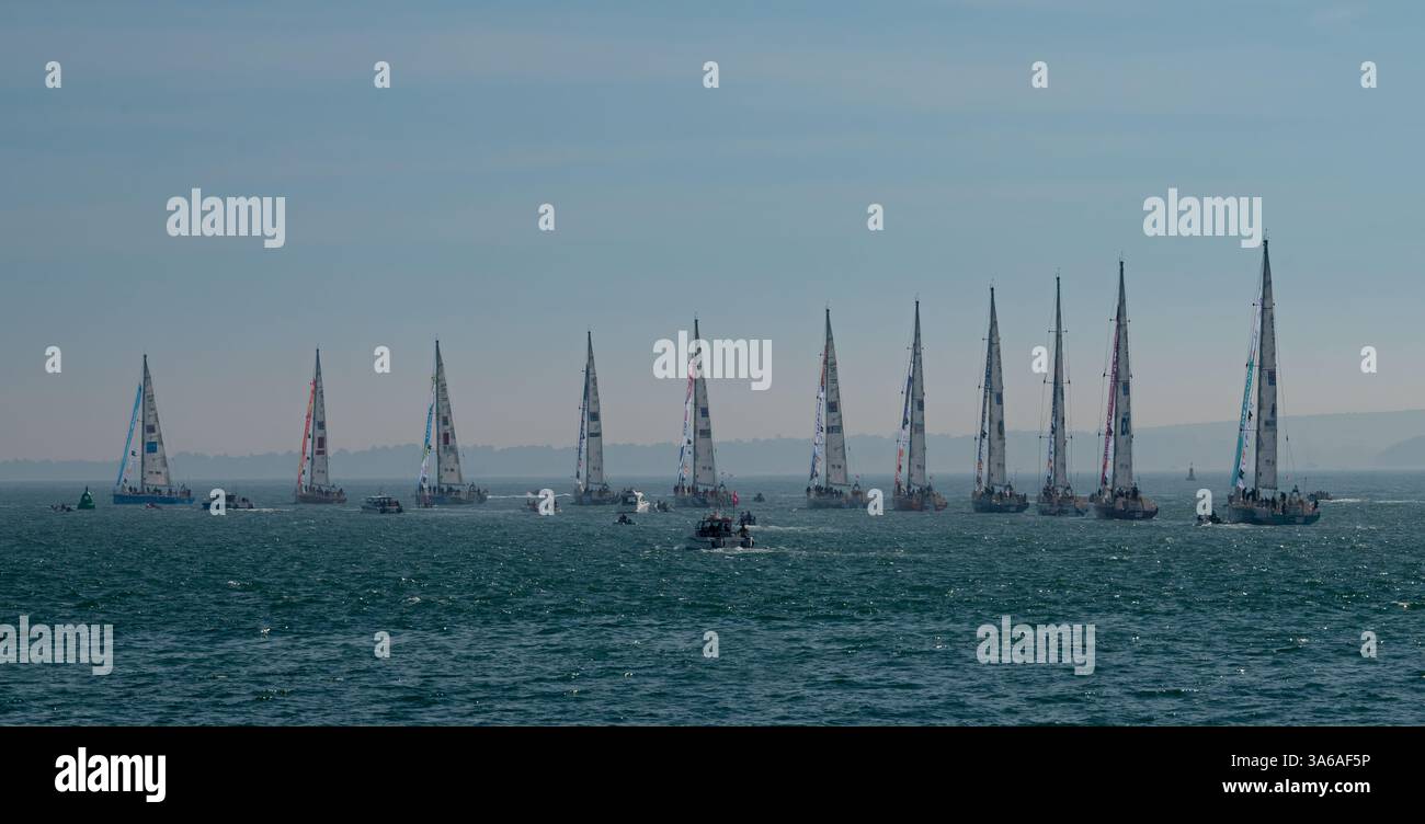 The racing yachts waiting for the start of the 1st leg of the Clipper ...