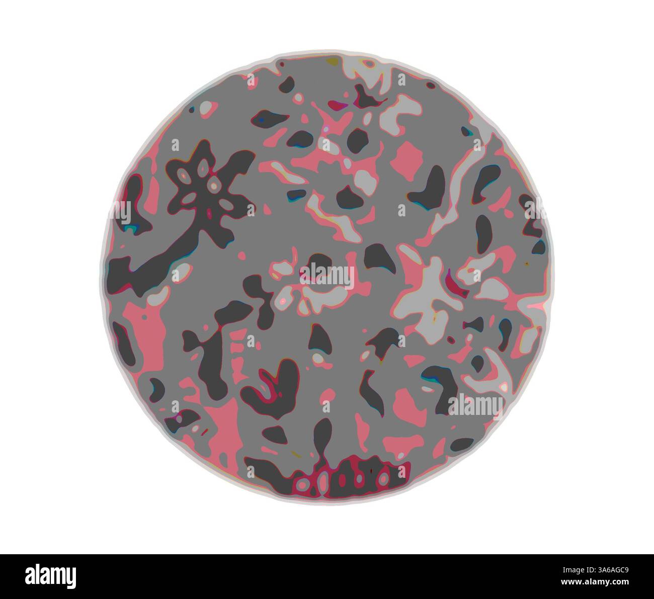 A circular surface adorned with intricate, abstract patterns in shades ...