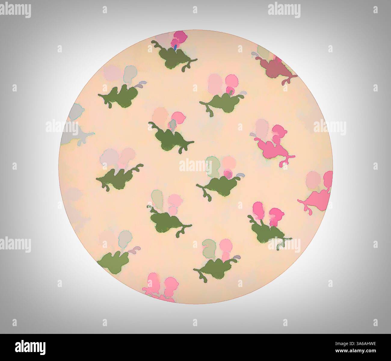 A playful circular pattern featuring whimsical creatures with balloon ...
