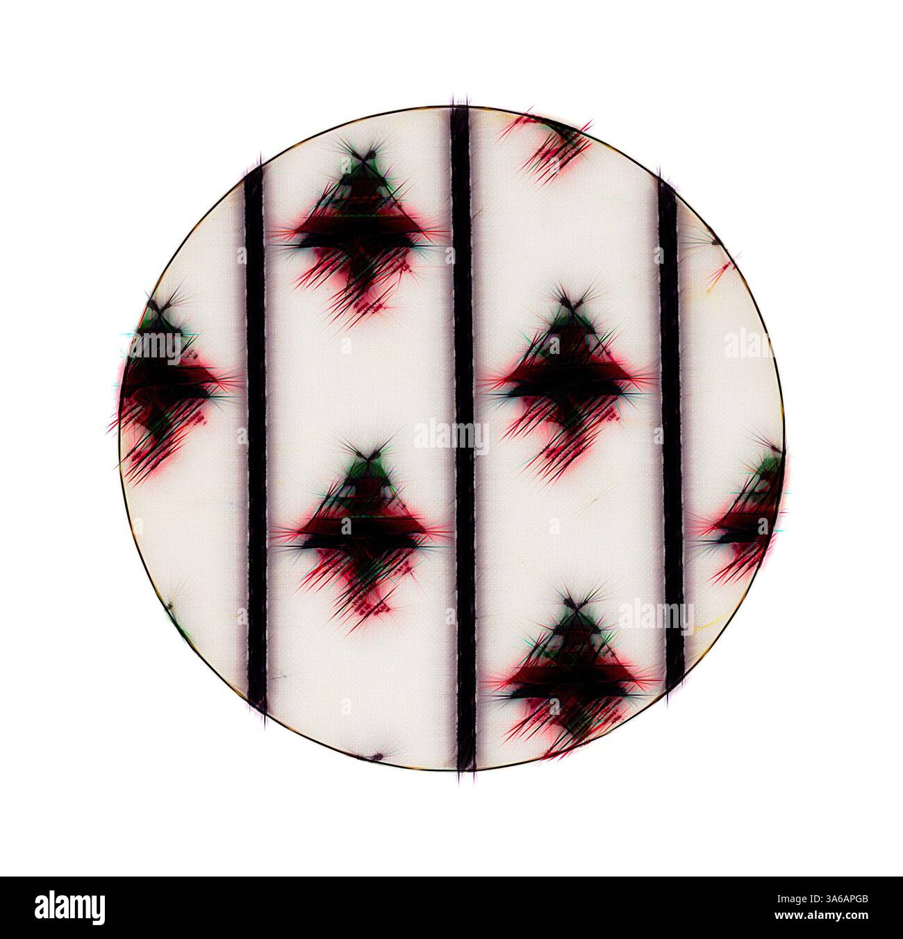 A circular design featuring a symmetrical pattern of stylized diamond ...