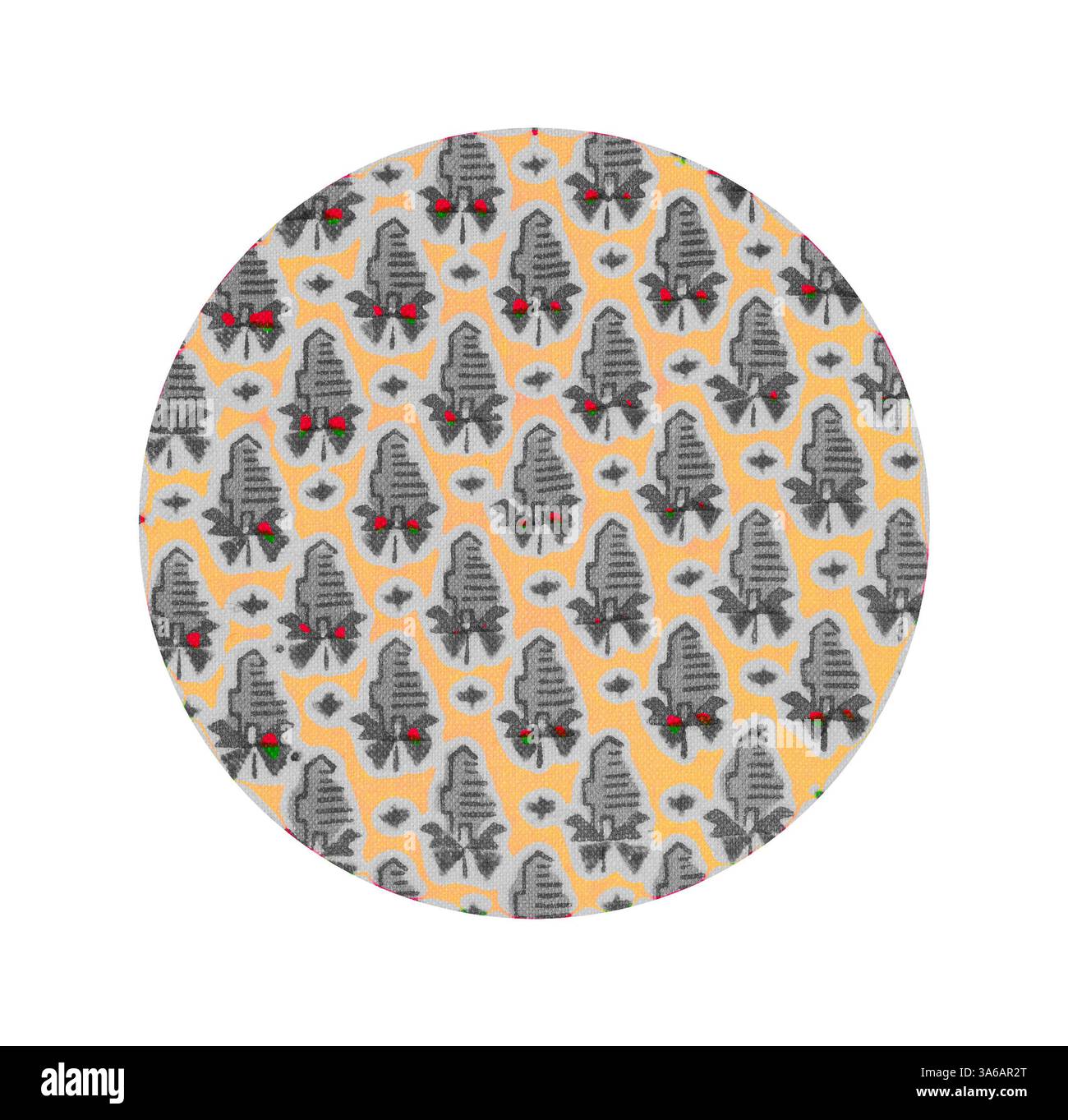 A circular pattern featuring stylized, repetitive designs of wolves ...