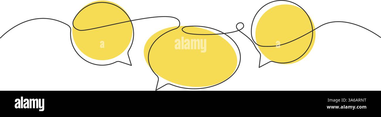 continuous single line drawing of speech bubbles, communication line art vector illustration ...