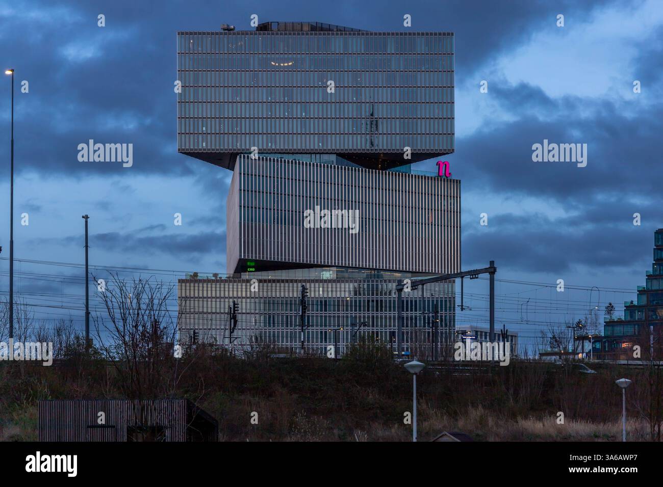 Hotel nhow Amsterdam RAI. The iconic building, facing various wind ...