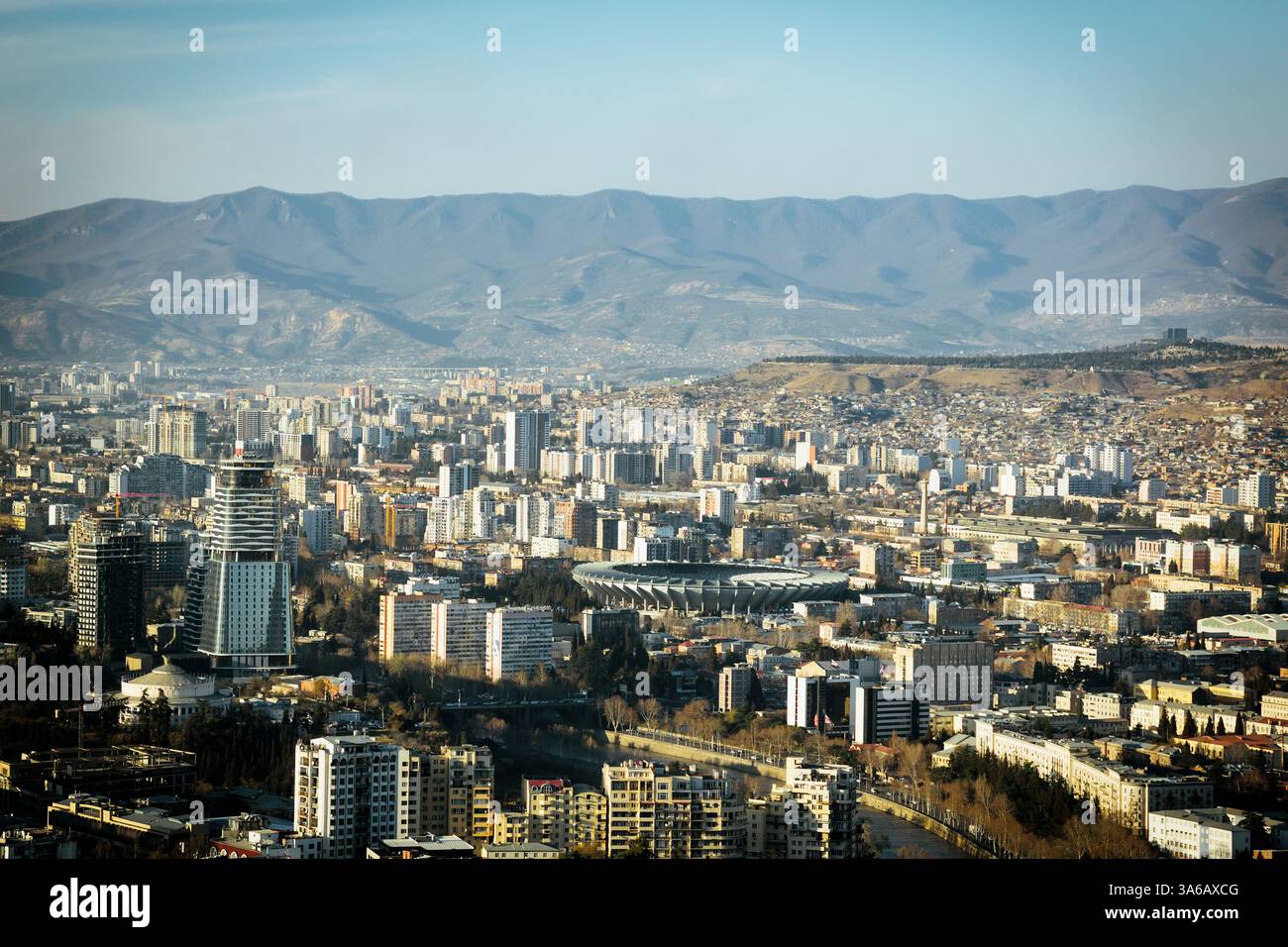 Spring view of Tbilisi, Georgia, with modern and historic architecture ...