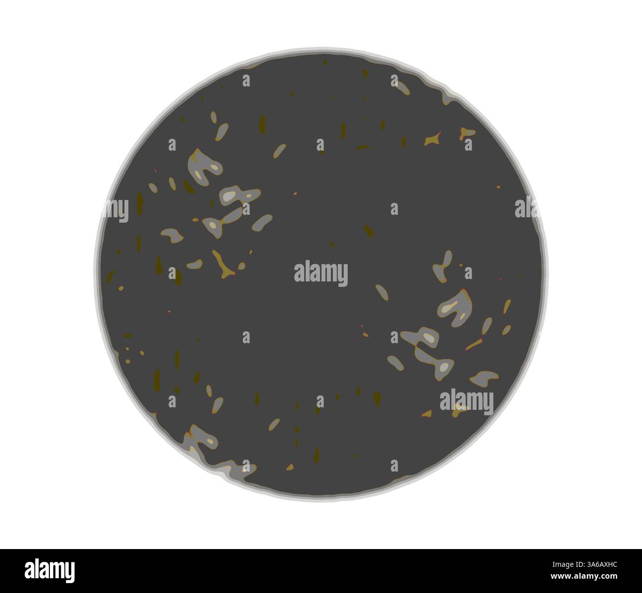 A circular surface with a textured, dark gray appearance, featuring ...