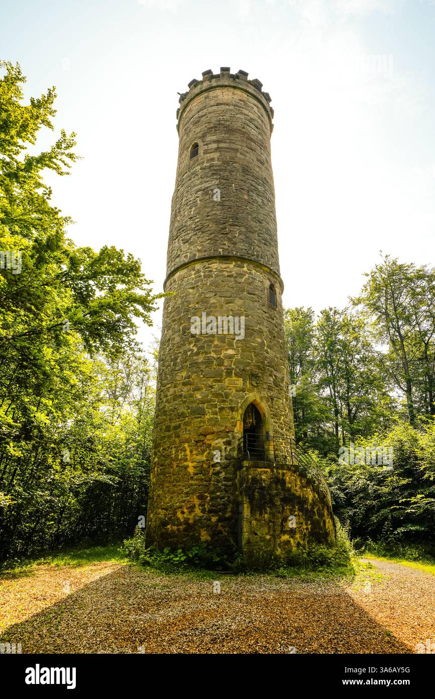 View of the Rehturm on the Rehberg near Kulmbach. Old watchtower of the ...