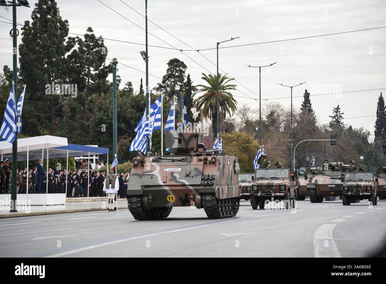 Athens, Greece, March 25th, 2025. Members of the Greek armed forces ...