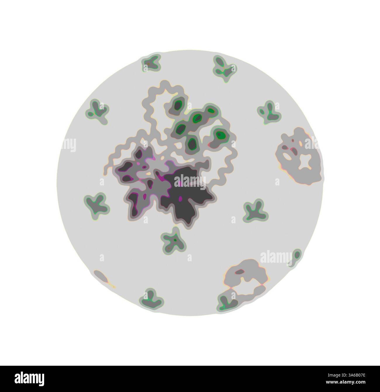 A detailed illustration of a spherical object, featuring a mix of ...