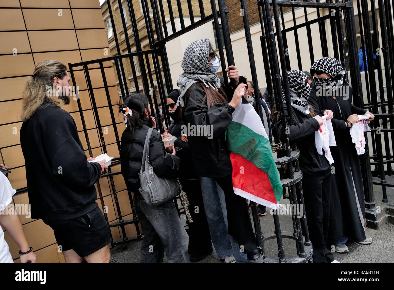 London, UK. 25th Mar, 2025. Pro-Palestinian activists block the ...