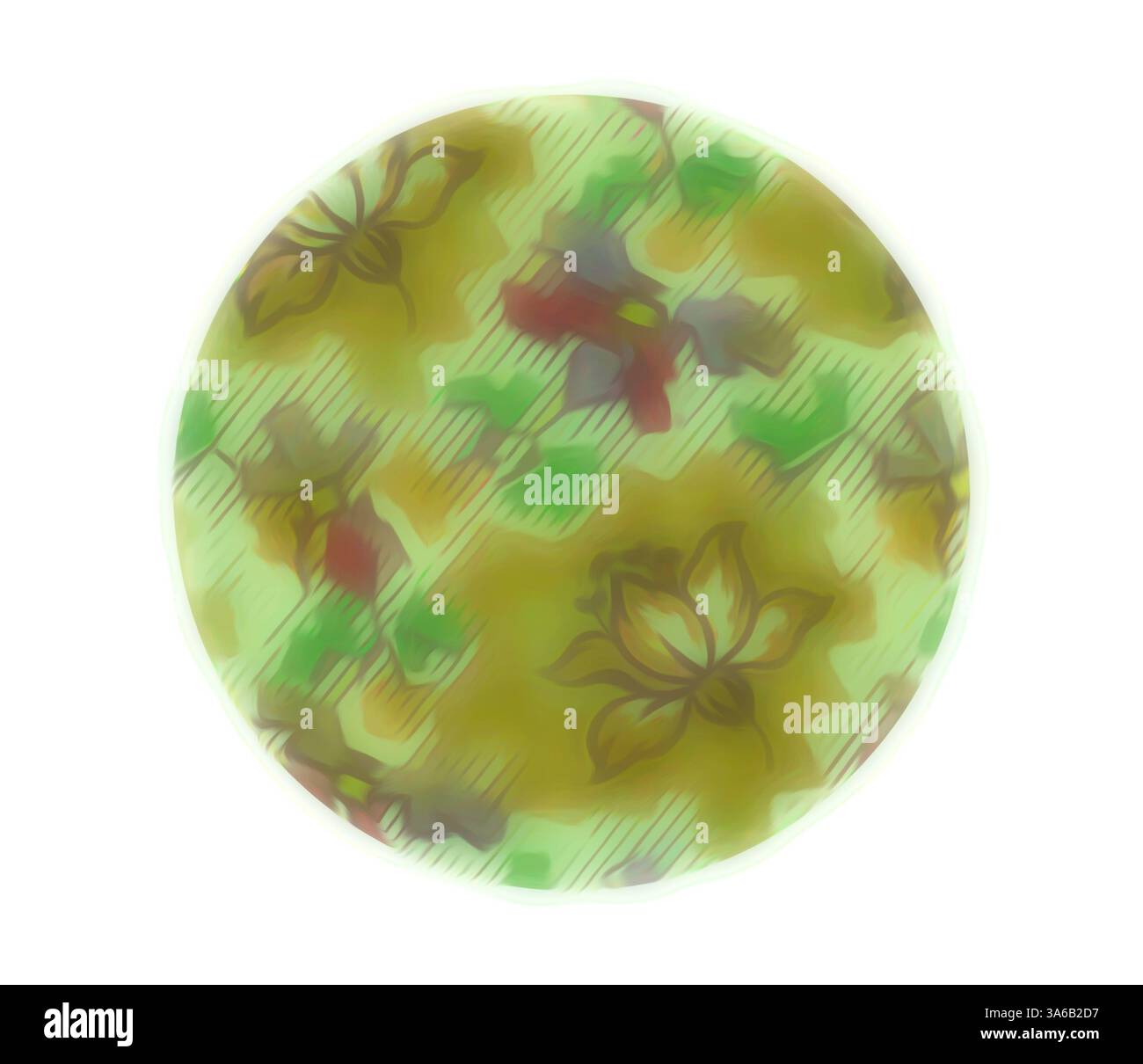 Overlapping floral designs in earthy tones of green hi-res stock ...
