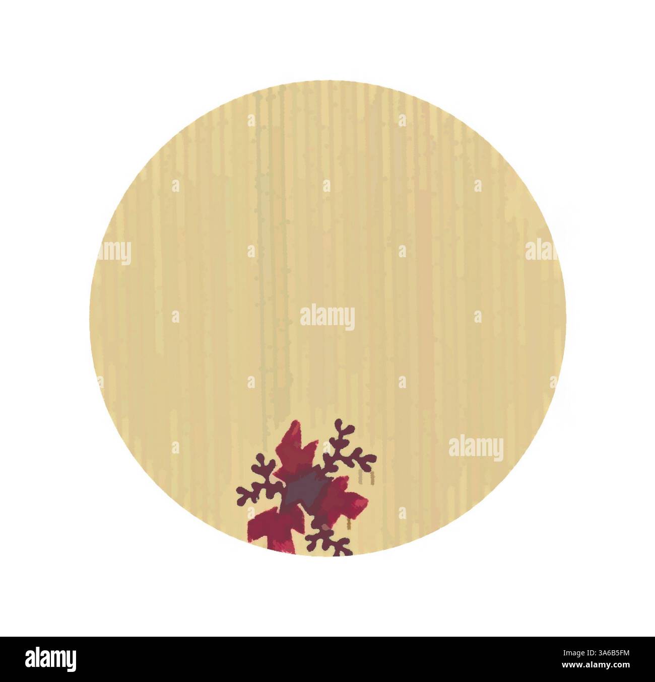 A circular scene featuring a textured background in soft tones ...